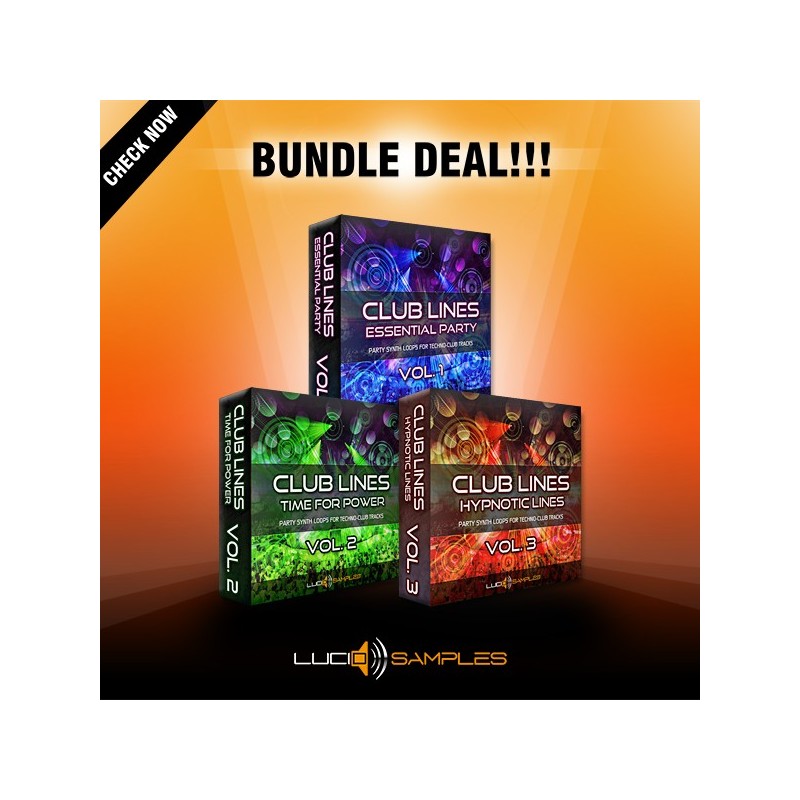 Club Lines Bundle - Wav Synth Loops for Club/ House, Techno Music
